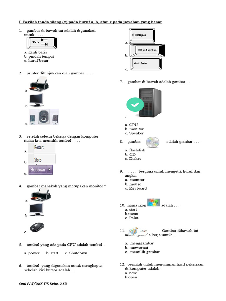 Soal Pat Tik Kelas 2 SD 2 | PDF
