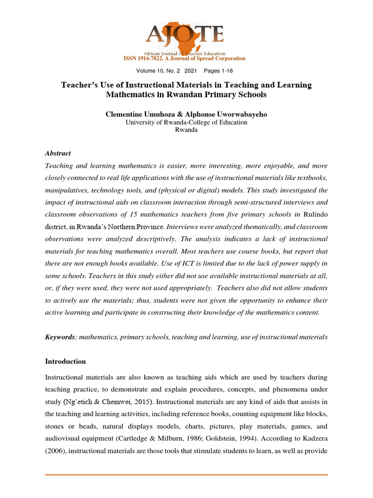 Teachers Use of Instructional Materials in Teachi | PDF | Educational Technology | Teachers