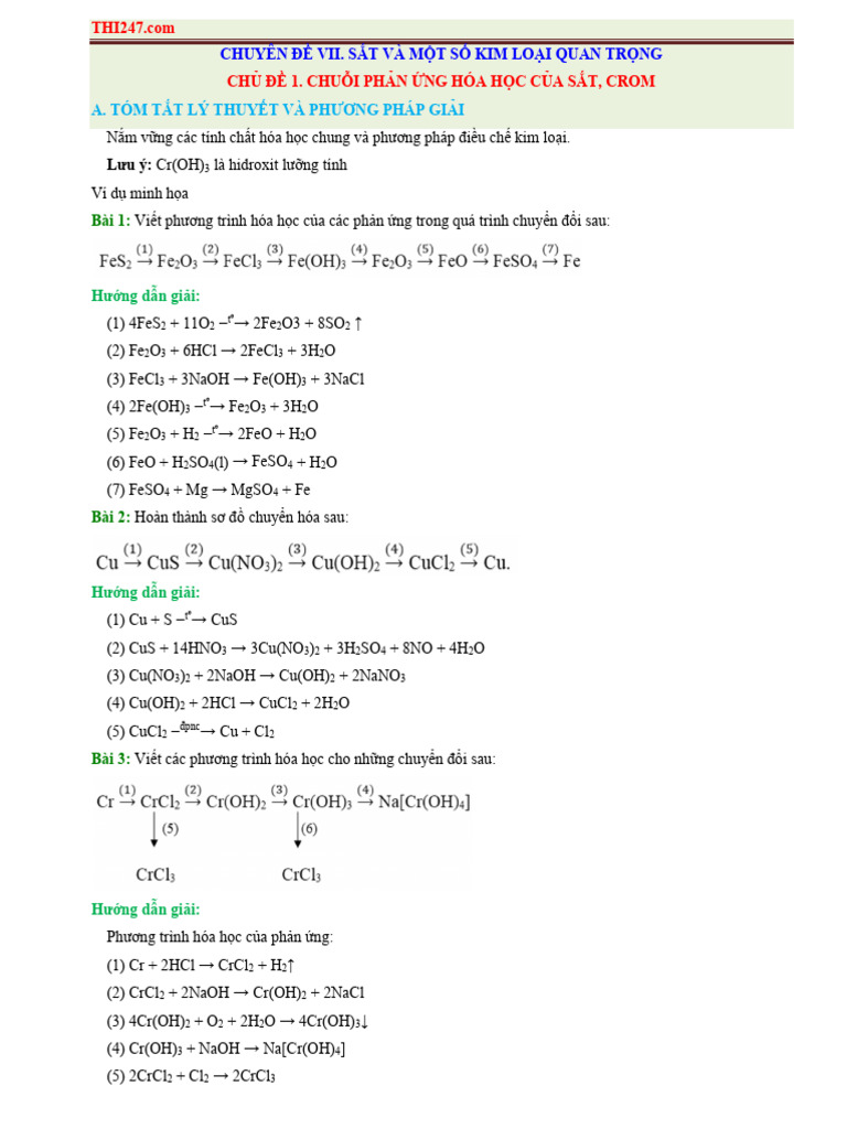 Phan Dang Va Bai Tap Chuyen de Sat Va Mot So Kim Loai Quan Trong Co Dap ...