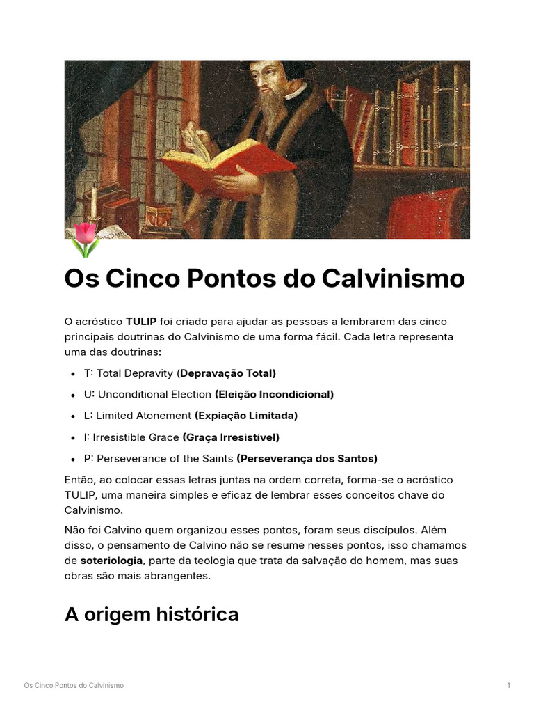 Os Cinco Pontos Do Calvinismo - Gabriel de Araujo | PDF | Calvinismo ...