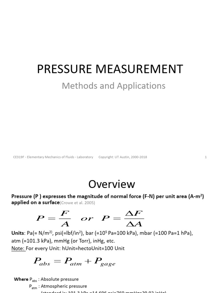 PRESSURE.pdf | PDF | Pressure Measurement | Pressure