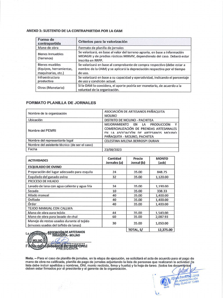 Sustento de La Contrapartida | PDF