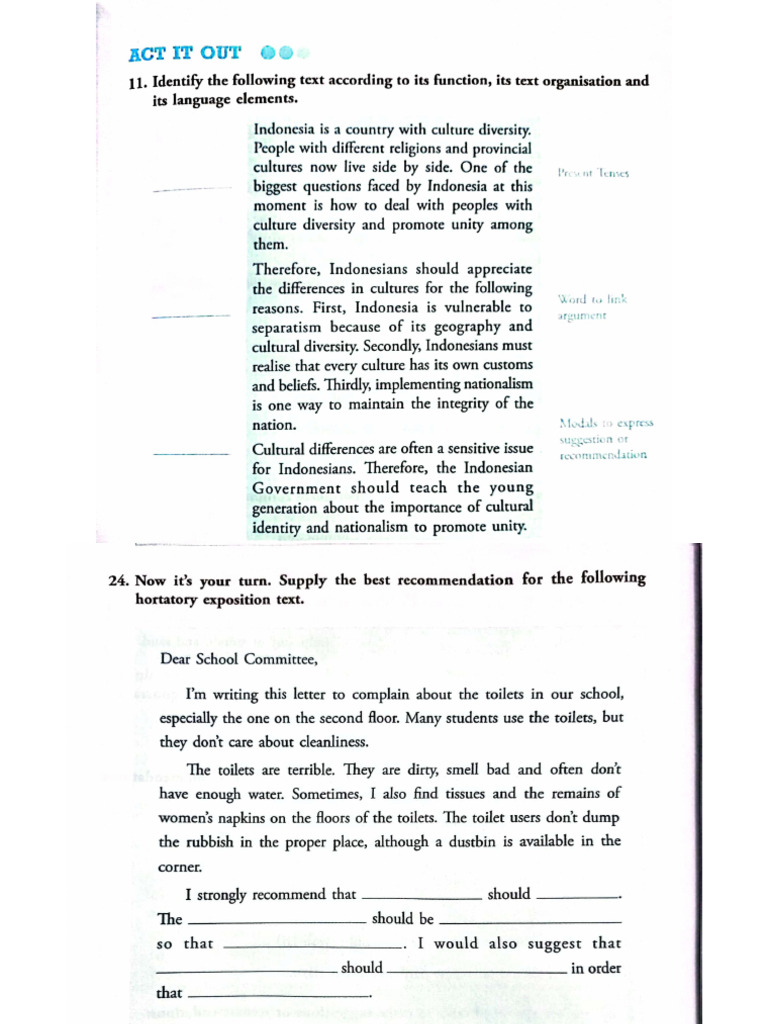 Hortatory Exposition Exercise | PDF
