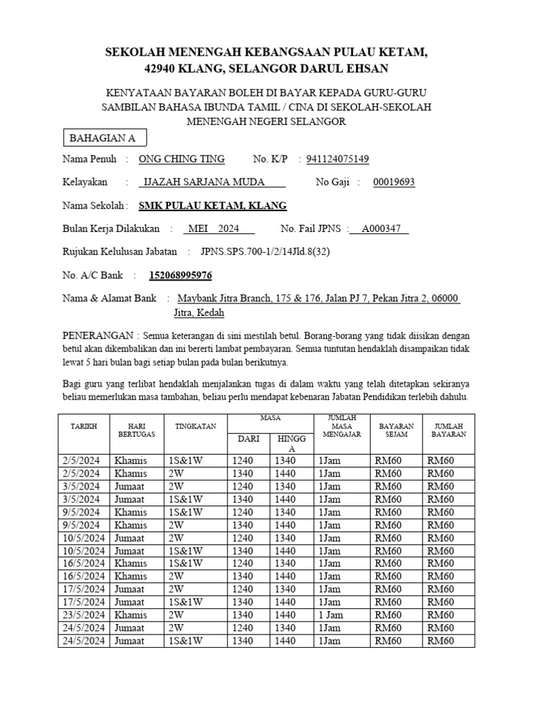 POL Clime Form Oktober | PDF