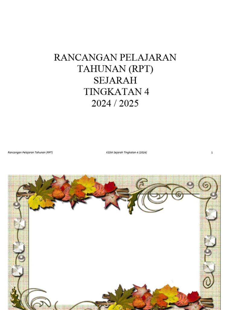 RPT Sejarah t4 2024 | PDF