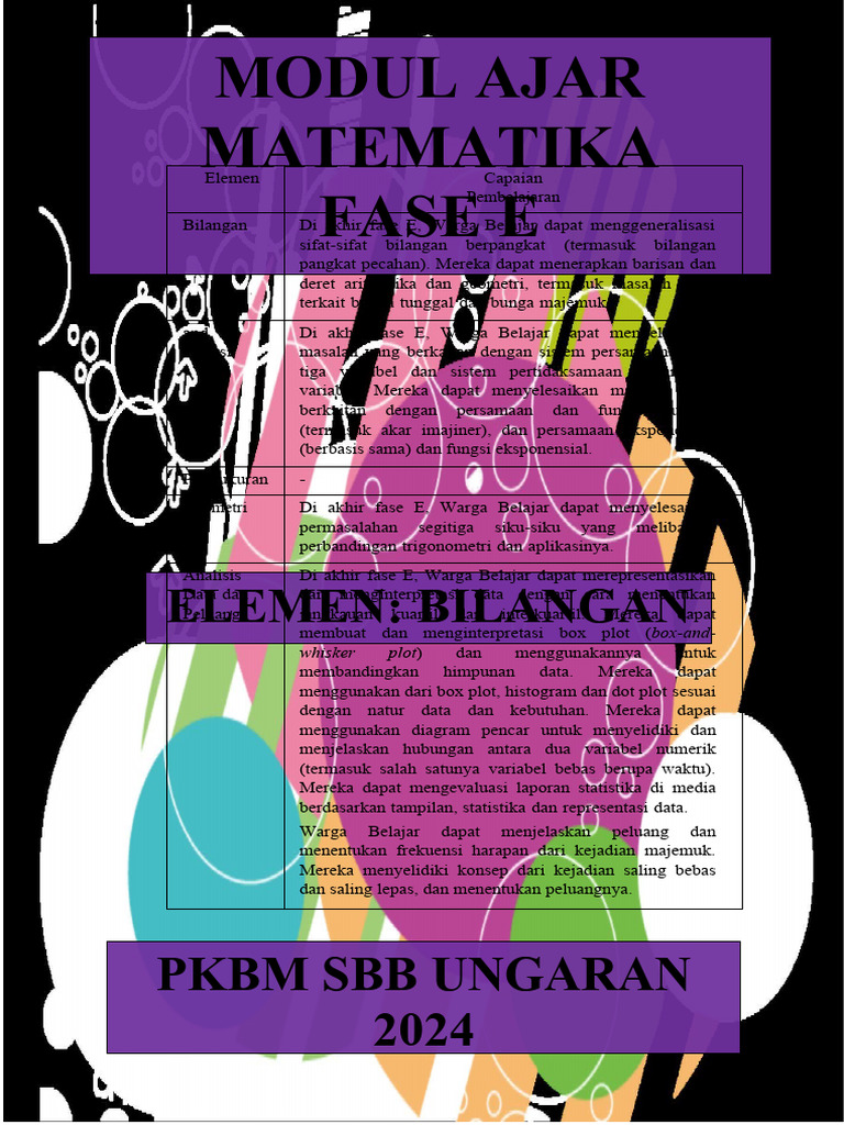 MODUL AJAR MATEMATIKA FASE E- BILANGAN | PDF