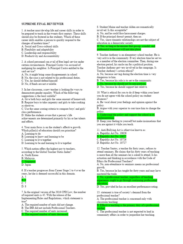 Supreme Final Reviewer | Download Free PDF | Educational Assessment | Curriculum