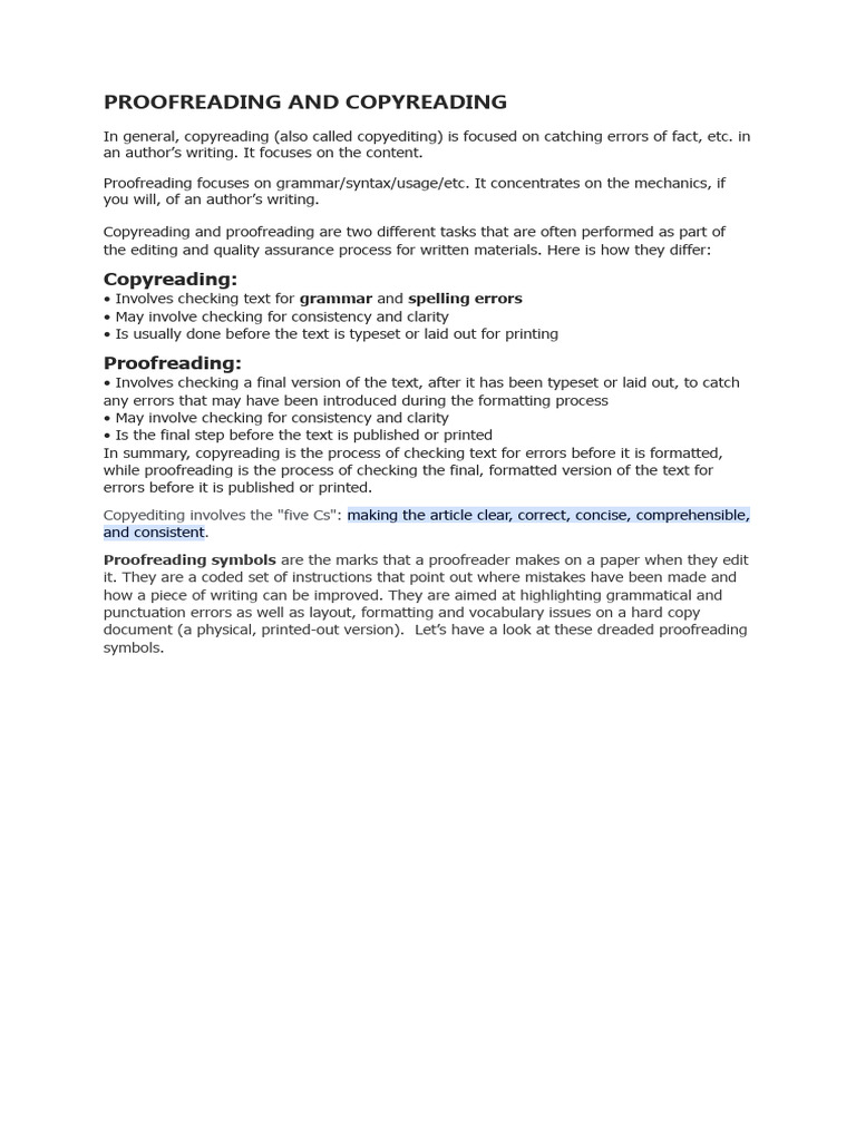 PROOFREADING-AND-COPYREADING | PDF