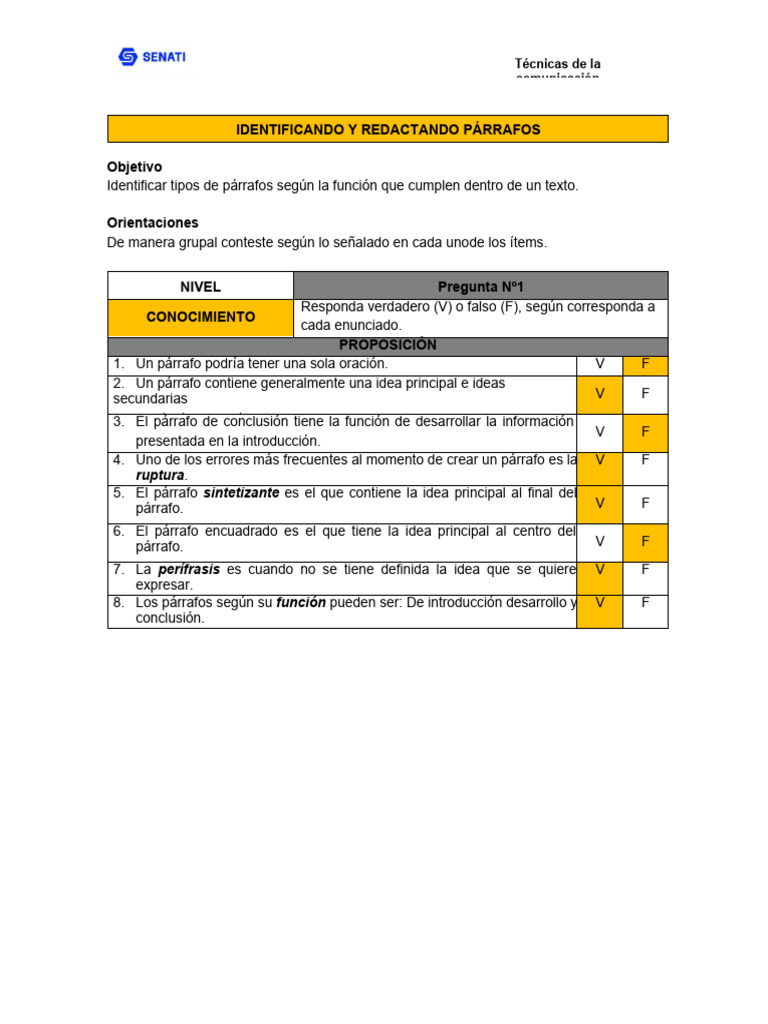 Actividad Sobre Párrafos 1.... | PDF