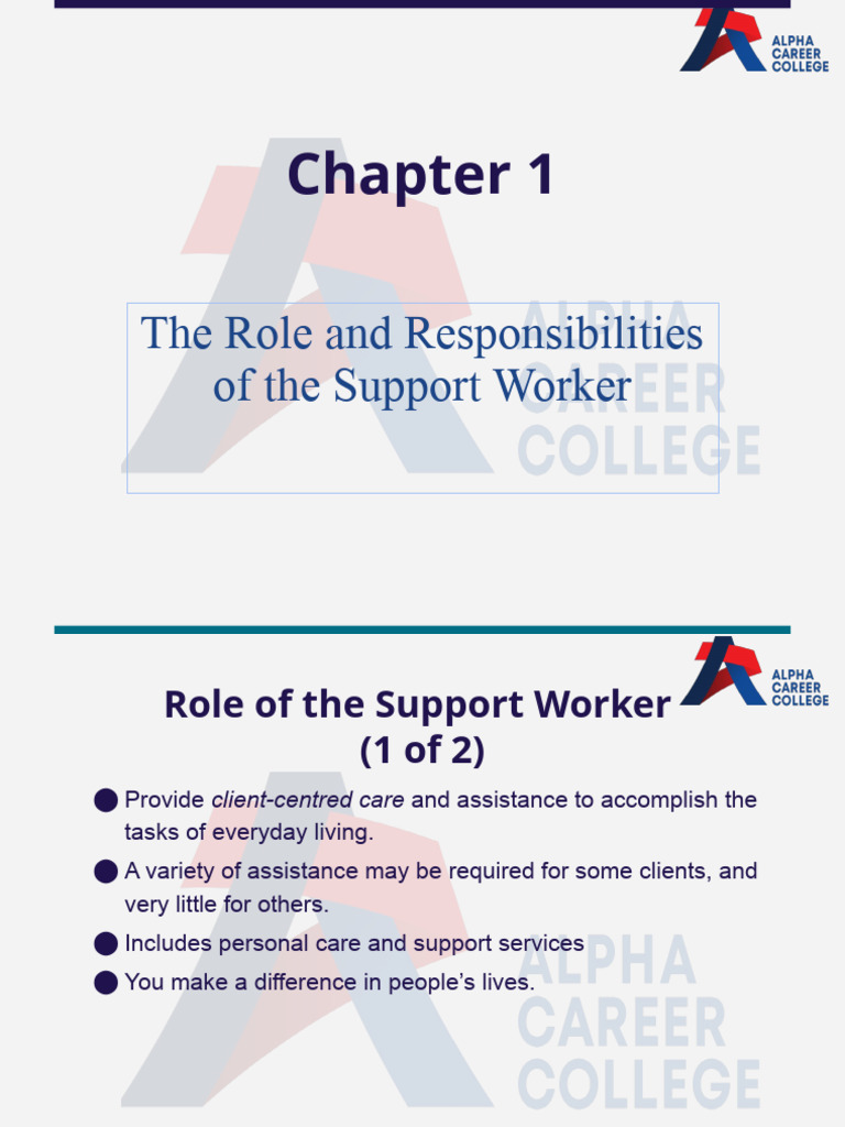 Chapter - 001 The Role and Responsibility Ofg The Support Worker | PDF ...