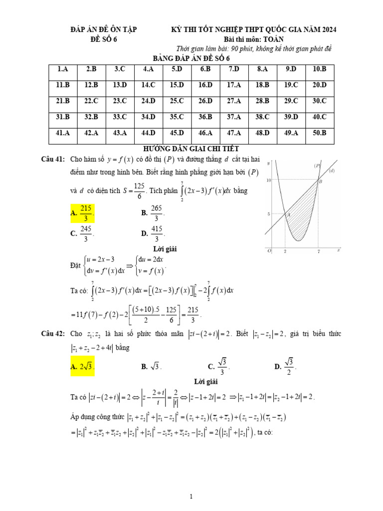 DE SO 06 DAP AN Tu Cau 41 Den Cau 50 | PDF