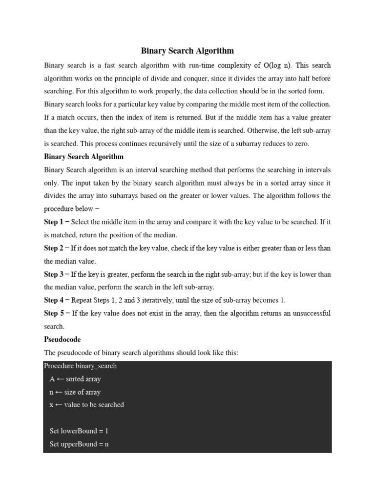Binary Search Algorithm | PDF | Algorithms And Data Structures | Algorithms Binary Search Algorithm | PDF | Algorithms And Data Structures | Algorithms