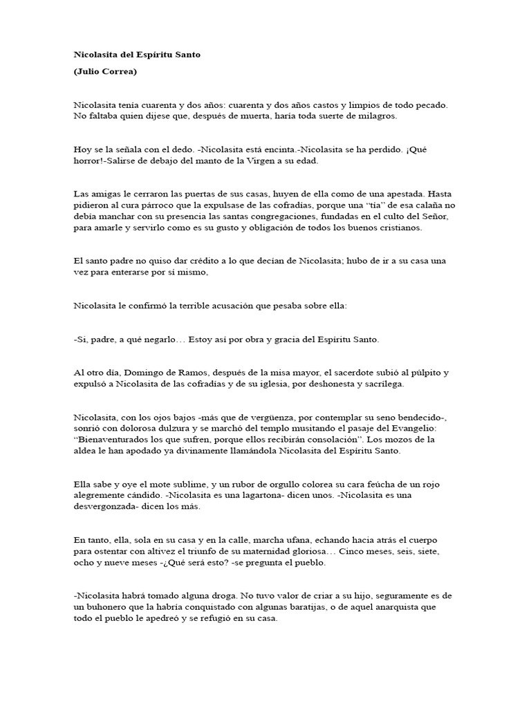 Nicolasita Del Espíritu Santo - Julio Correa | PDF | Religión y espiritualidad | Novela negra ...
