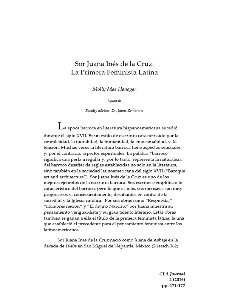 2016 9 Henager Sor Juana Ines | PDF | Religión y espiritualidad | Clásicos