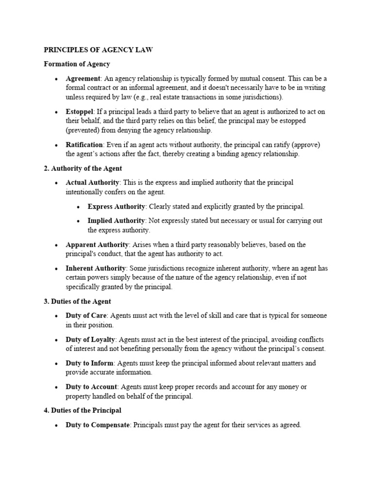 Principles of Agency Law | PDF | Law Of Agency | Legal Liability