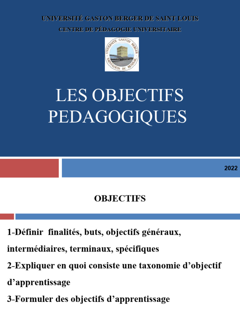 Les Objectifs Pédagogiques | PDF | Pédagogie | Apprentissage