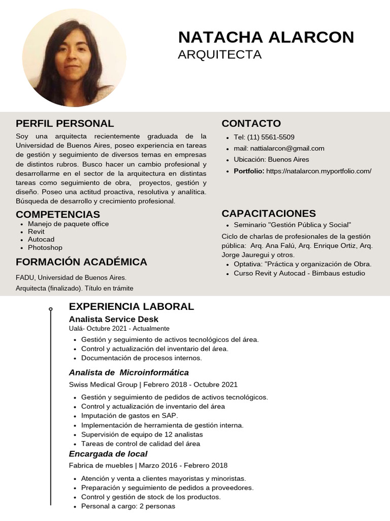 CV - Natacha Alarcon | PDF | Arquitecto
