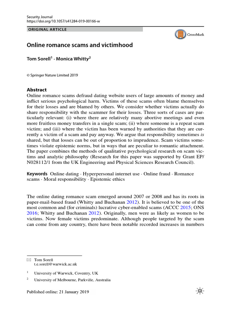 Online Romance Scam and Victimhood | PDF | Intimate Relationships ...