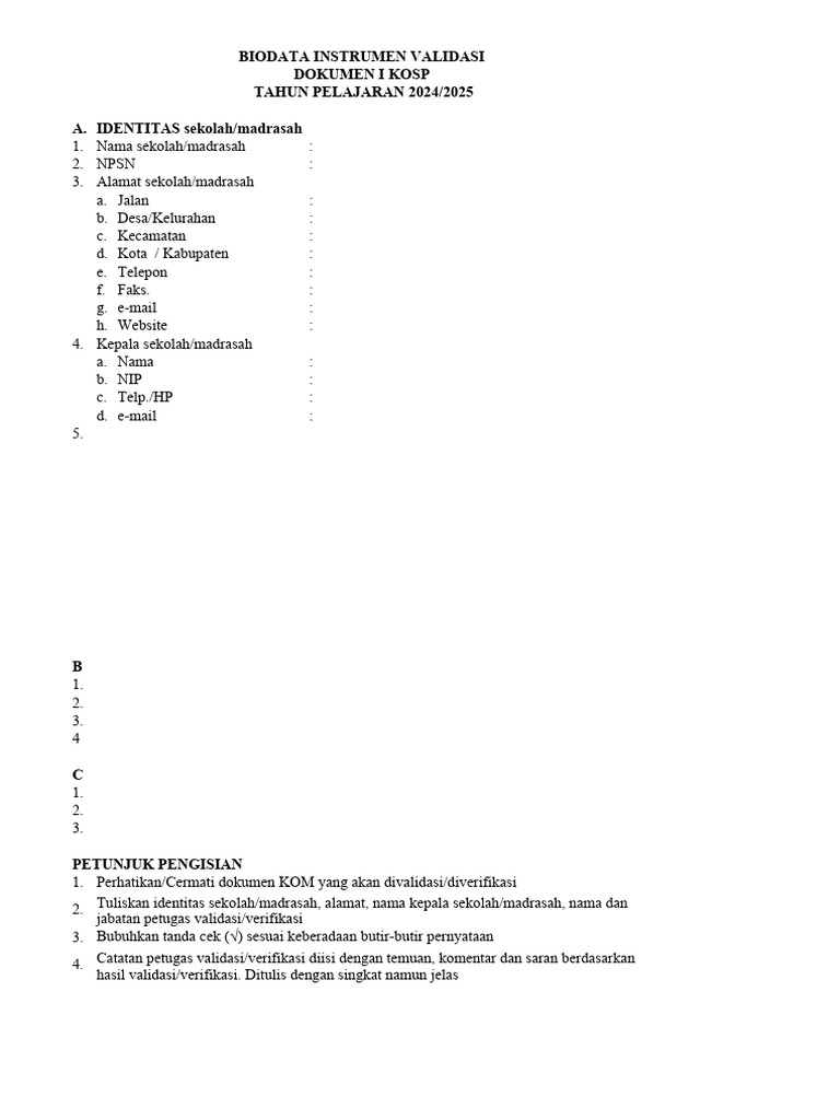 Instrumen Validasi KOM Edited | PDF