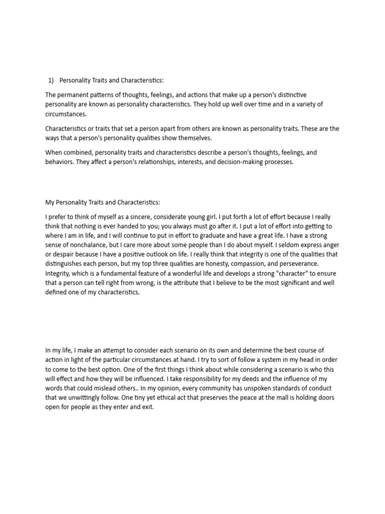 Personality Traits and Characteristics | PDF | Behaviorism | Behavior