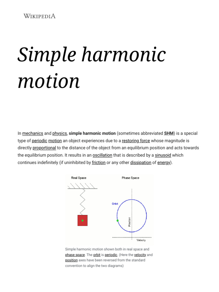 Simple Harmonic Motion - Wikipedia | PDF | Physical Phenomena | Metrology