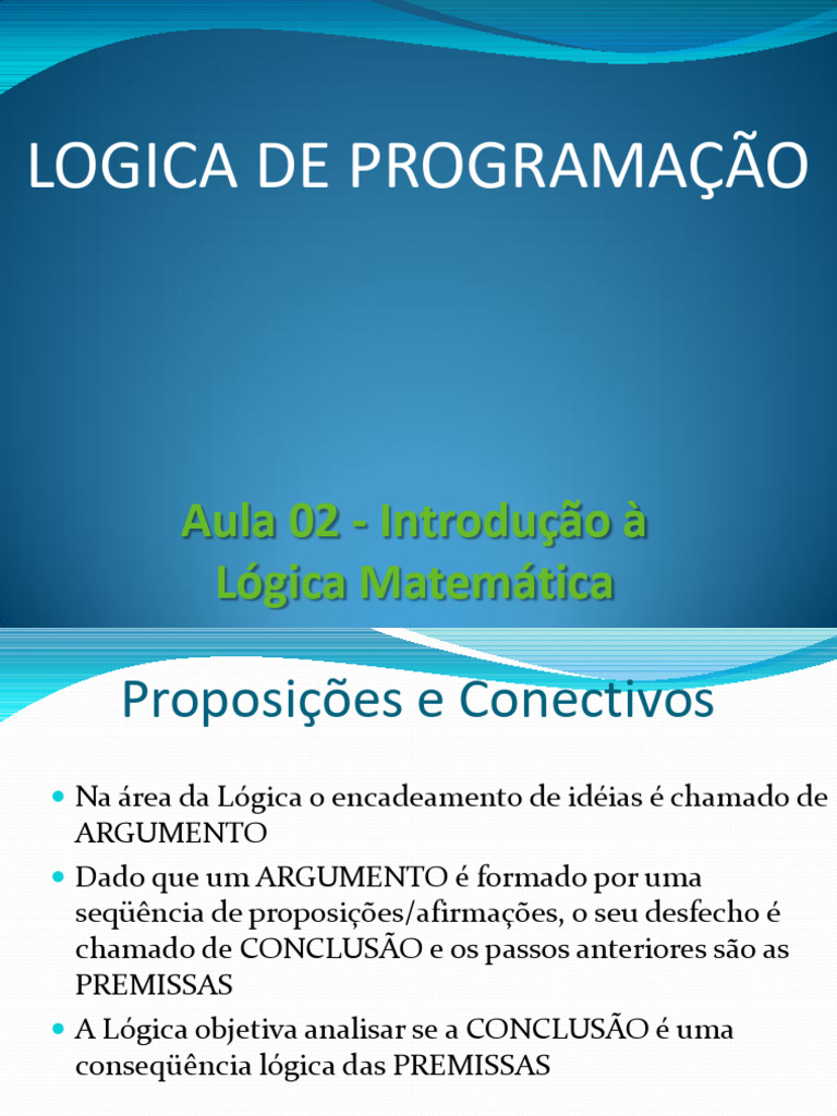 Aula 02 Logica de Programacao - Logica Matematica | PDF | Lógica ...