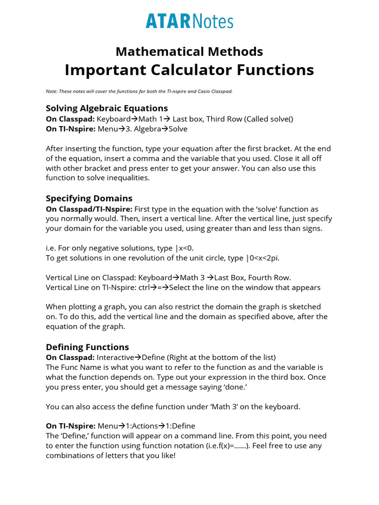 Calculator Tips for Math Students | PDF | Equations | Function (Mathematics)