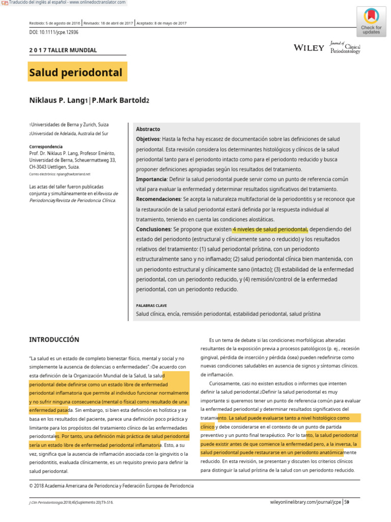 SALUD PERIODONTAL.en.es | Descargar gratis PDF | Enfermedades y trastornos | Ciencias de la Salud