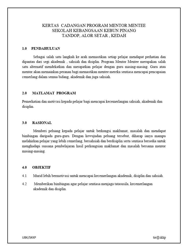 Kertas Kerja Mentor Mentee2020 | PDF