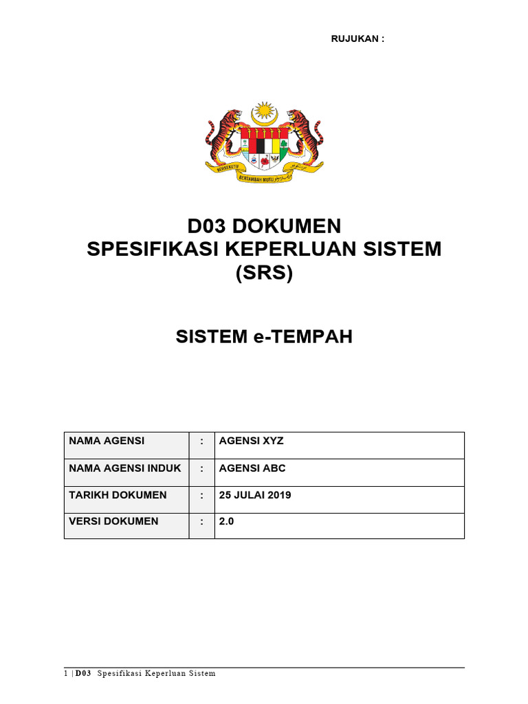 D03 Dokumen Spesifikasi Keperluan Sistem | PDF | Komputer
