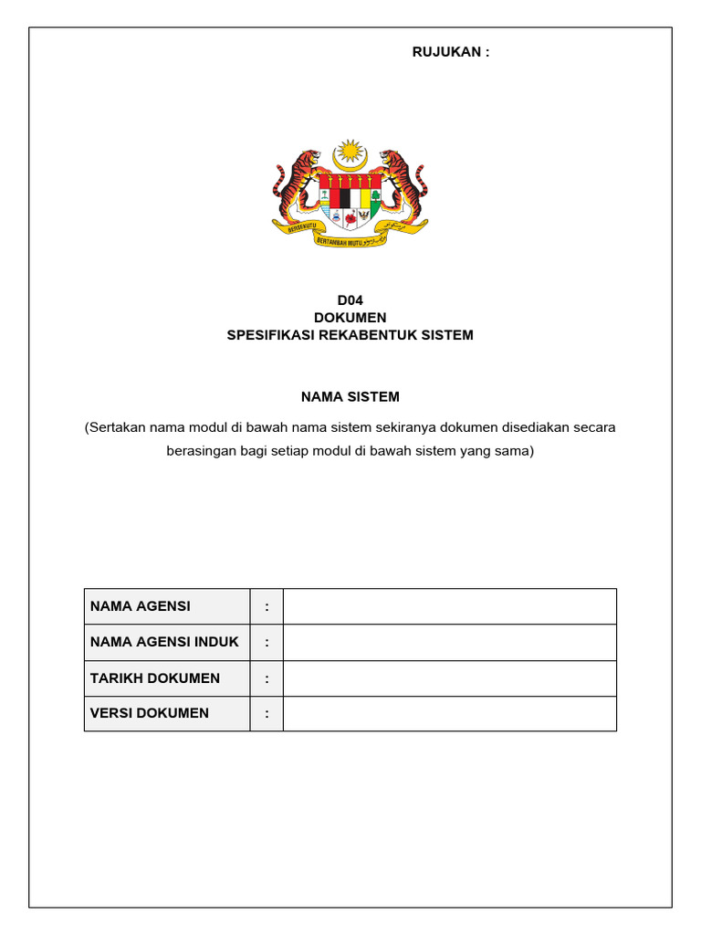 D04 Dokumen Spesifikasi Rekabentuk Sistem | PDF