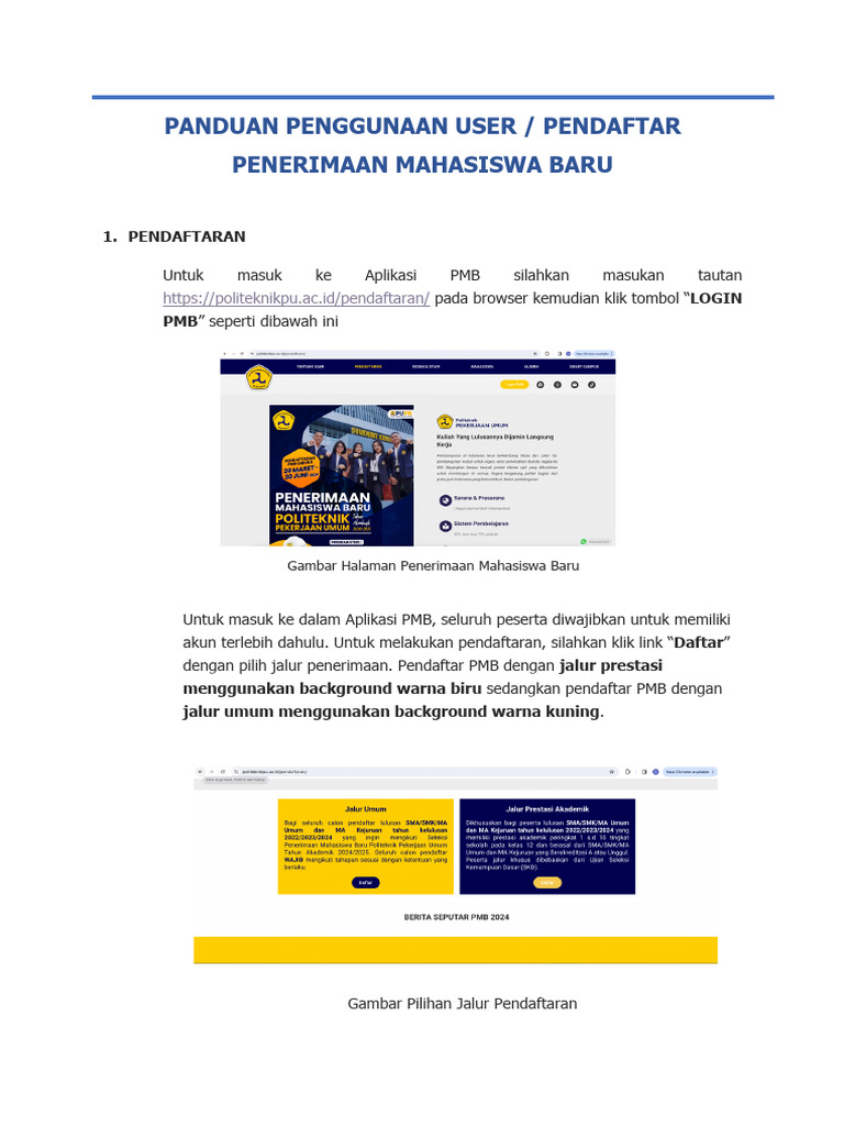 PANDUAN USER PMB 2024 - Fix | PDF