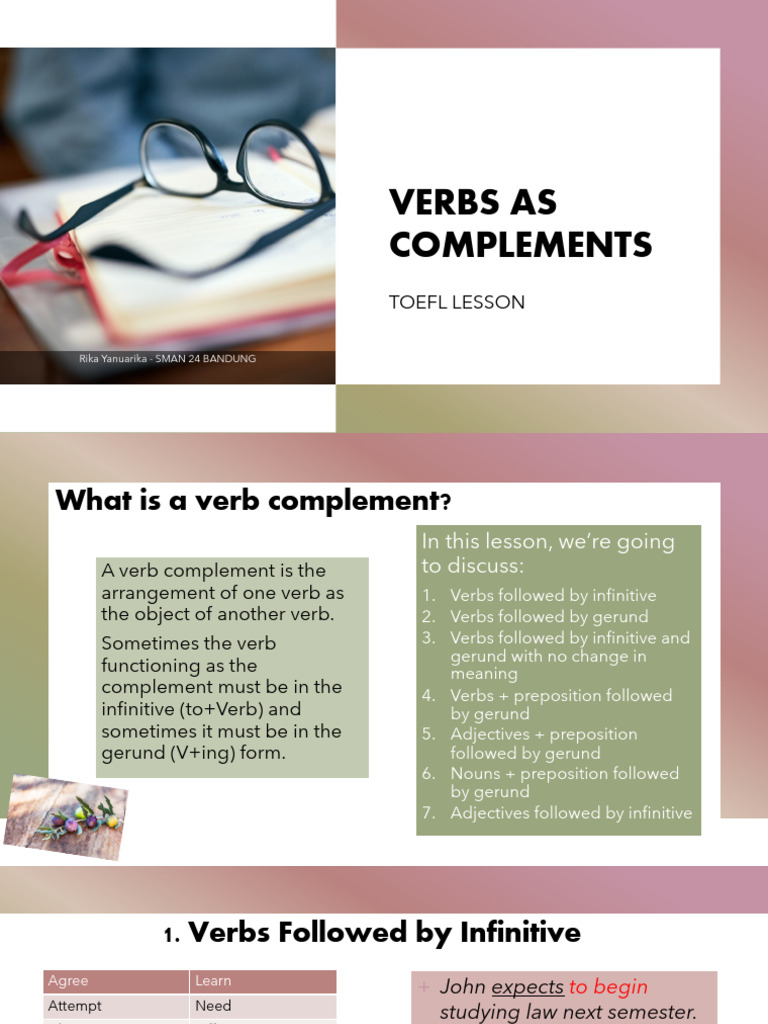 Verbs As Complements | PDF | Verb | Preposition And Postposition