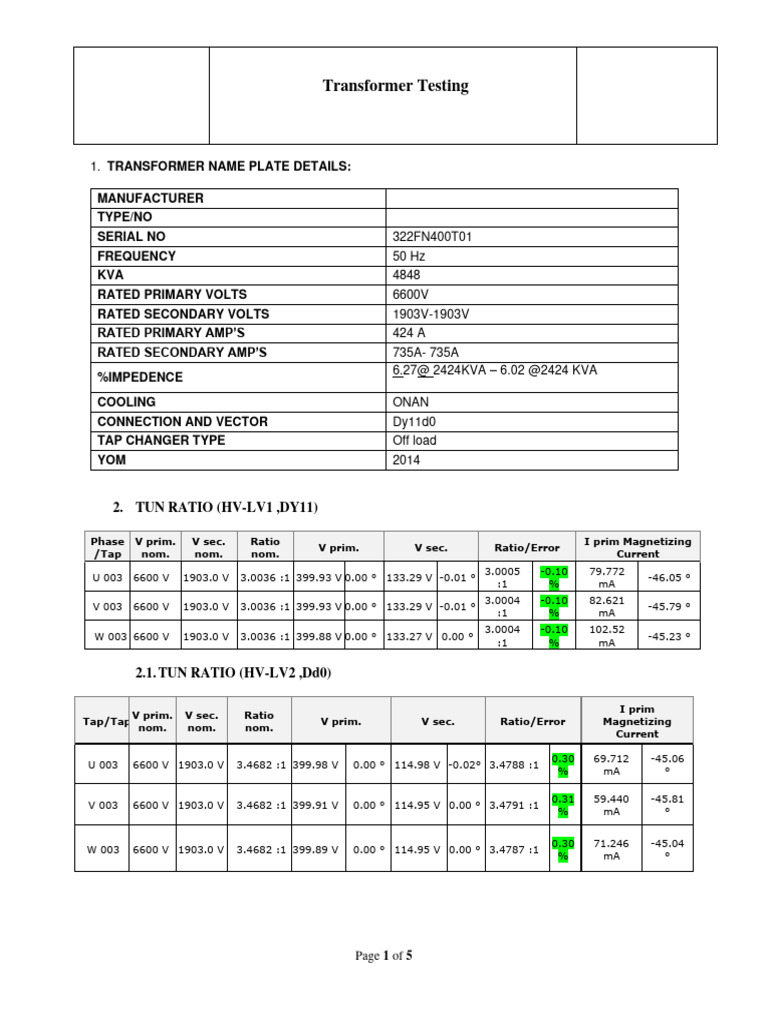 ST0268-615453_Test Report | PDF | Transformer | Electrical Engineering