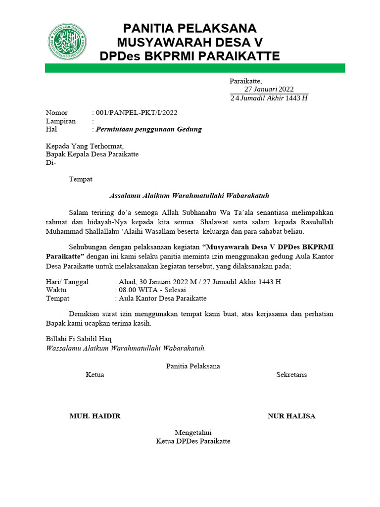 Surat Musdes Paraikatte | PDF