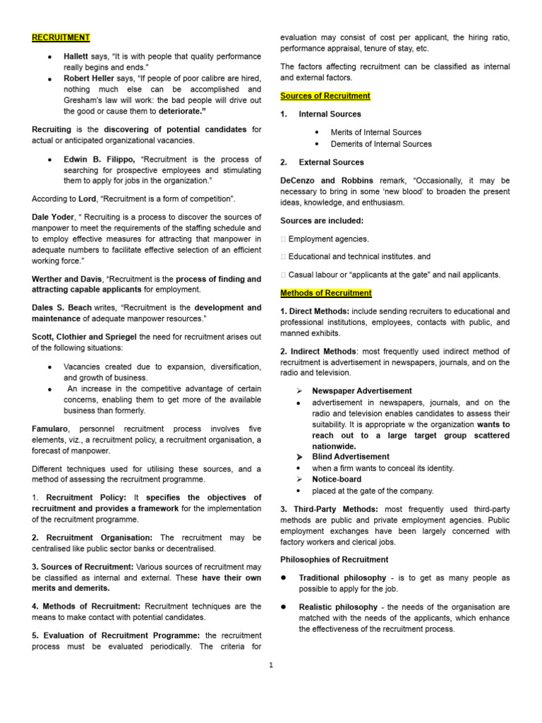HRM Finals Reviewer | Download Free PDF | Recruitment | Employment