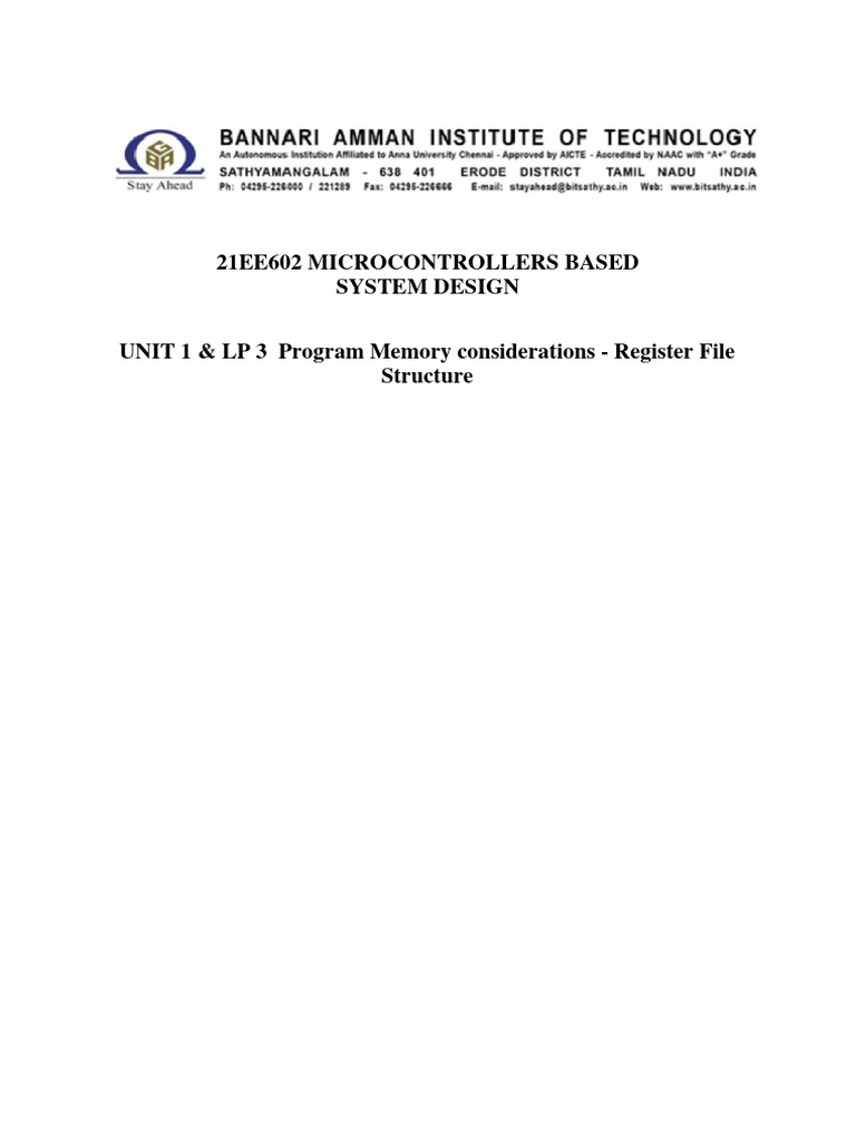 21ee602 Microcontrollers Based System Design | PDF | Pointer (Computer Programming) | Computer ...