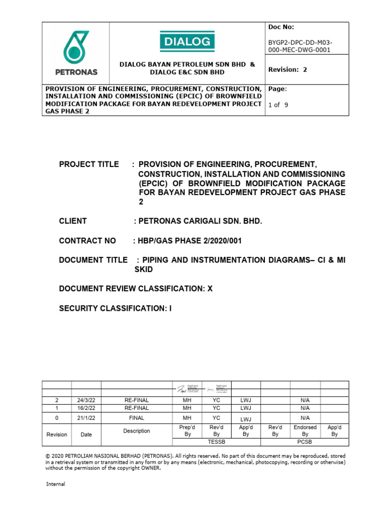 Bygp2 DPC DD m03 000 Mec DWG 0001 Refinal 2 Pid | PDF | Pipe (Fluid ...