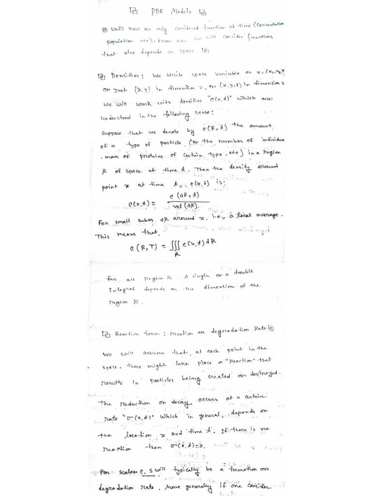 PDE Modelling - Bio Math | PDF