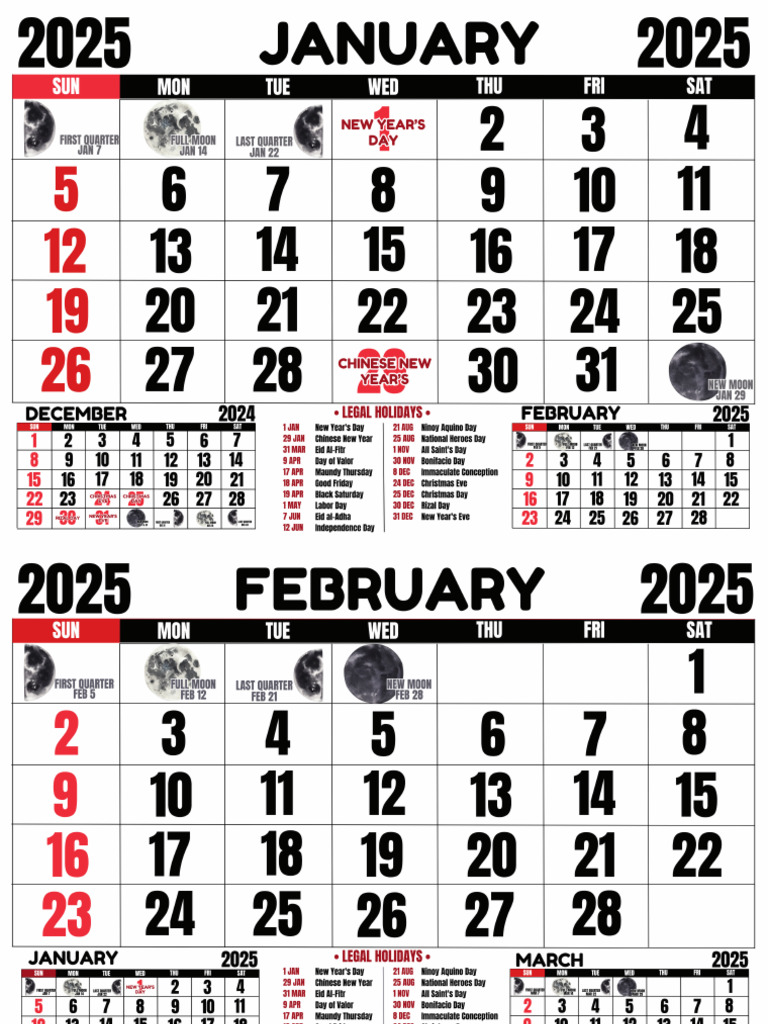 Free Black 2025 Calendar | PDF
