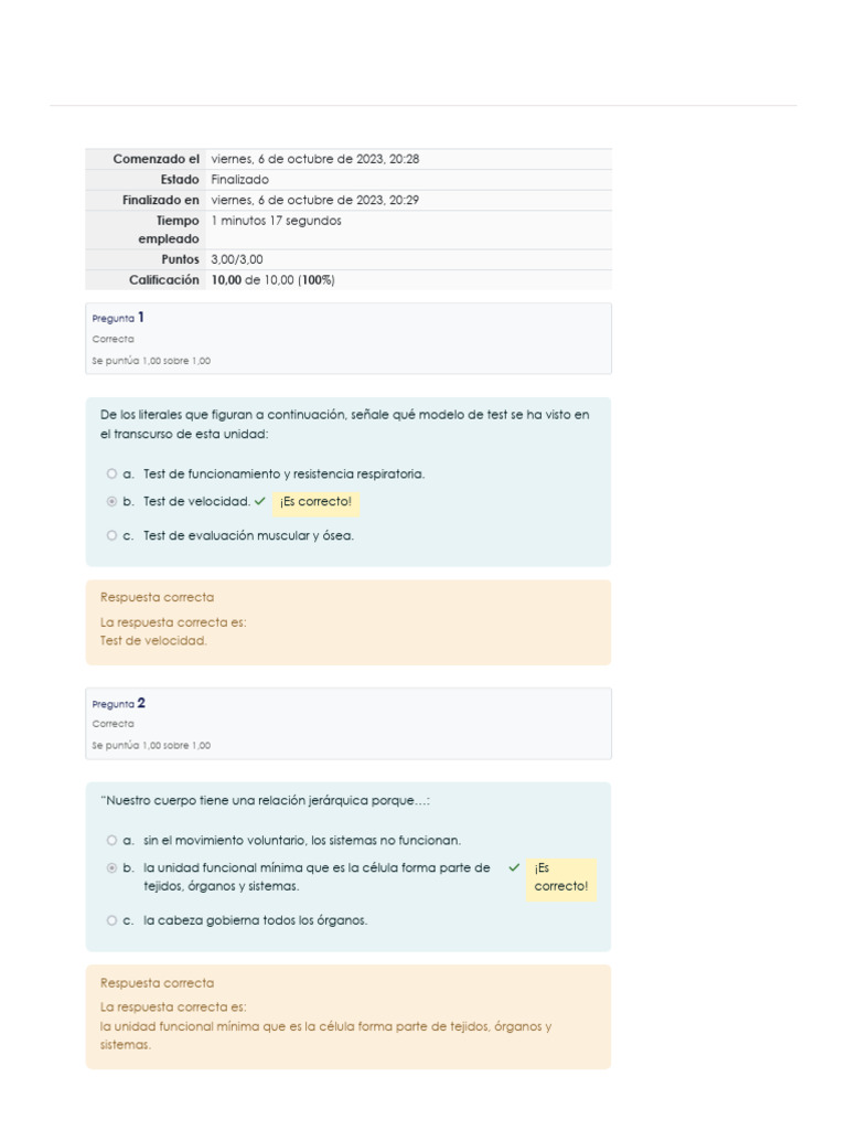 EDUCACION FISICA MODULO 2video Lección 7 Revisión Del Intento | PDF | Ciencia y matemáticas