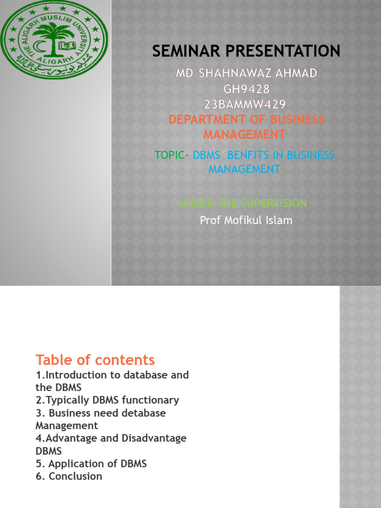 DBMS Presentation | PDF | Databases | Information Science
