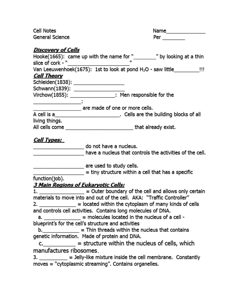 Cell Notes Student | Download Free PDF | Cell (Biology) | Cytoplasm