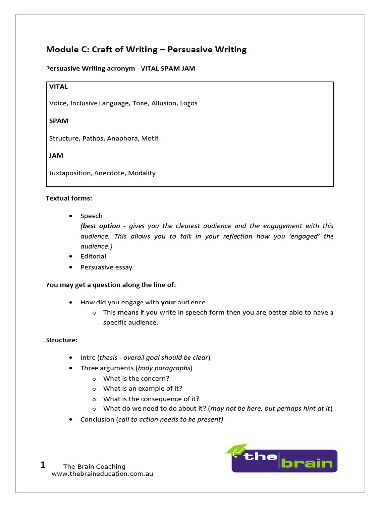 Persuasive Writing Notes | PDF | Argument | Persuasion