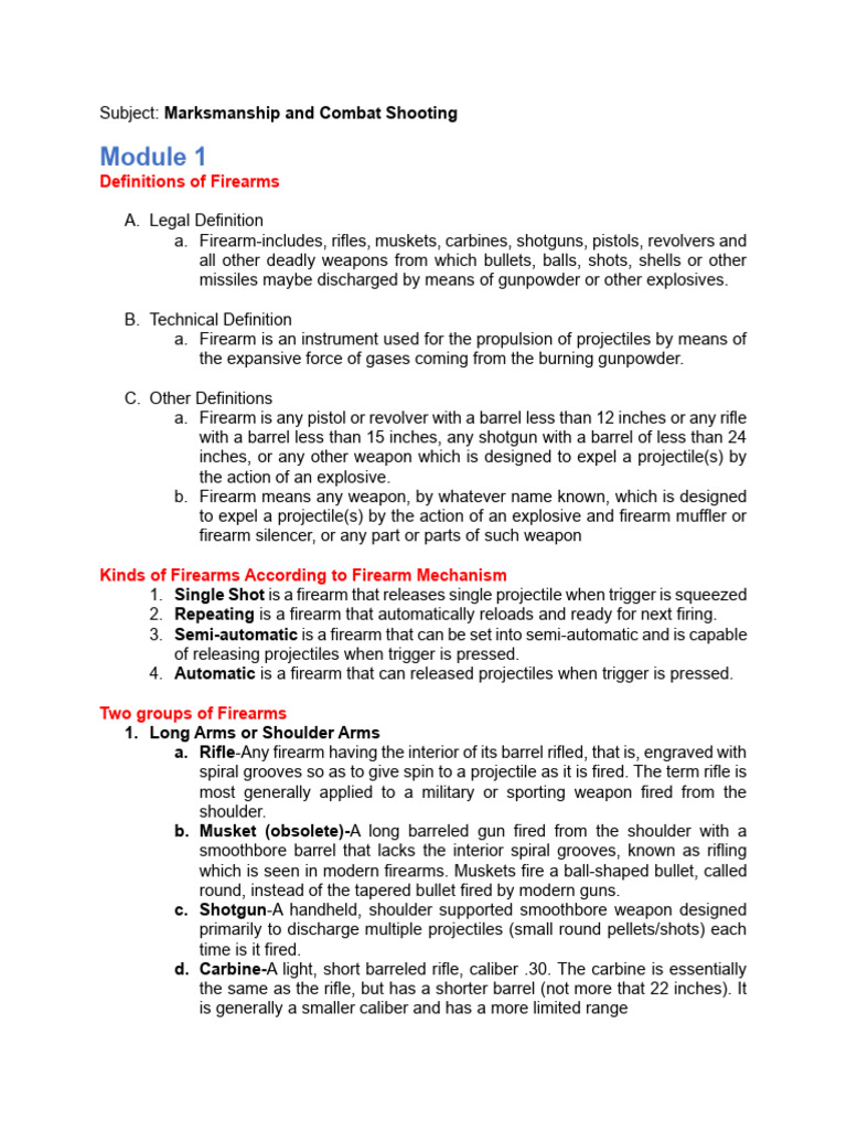 Marksmanship Module 1 | PDF | Gun Barrel | Pistol