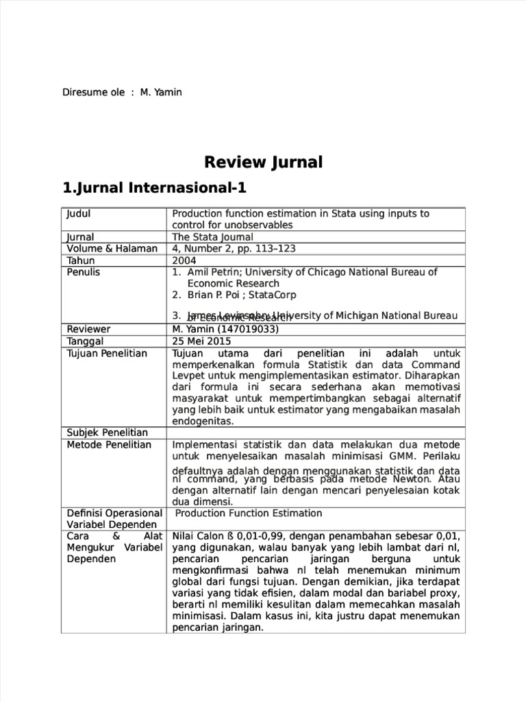 Contoh Review Jurnal Ekonomi | PDF