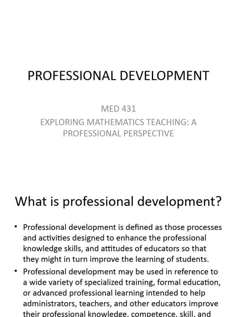 Med 431 Professional Development | PDF | Teachers | Mentorship