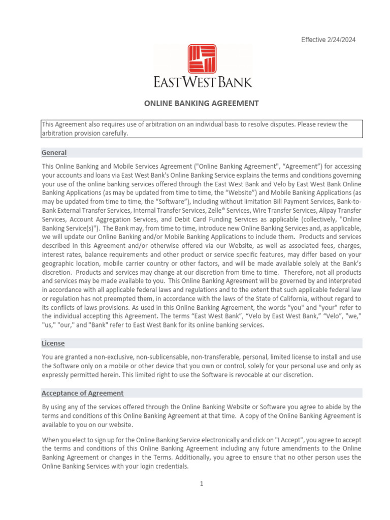 ONLINE_BANKING_AGREEMENT | PDF | Banks | Fee