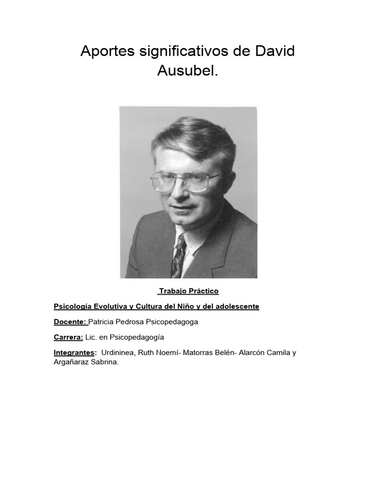 TP_Evolutiva_David_Ausubel | PDF | Aprendizaje | Cognición