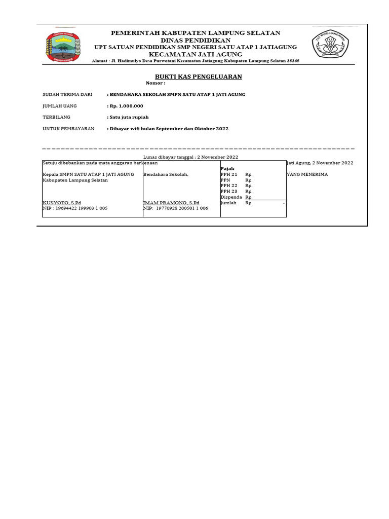 Kwitansi BKP Bener | PDF